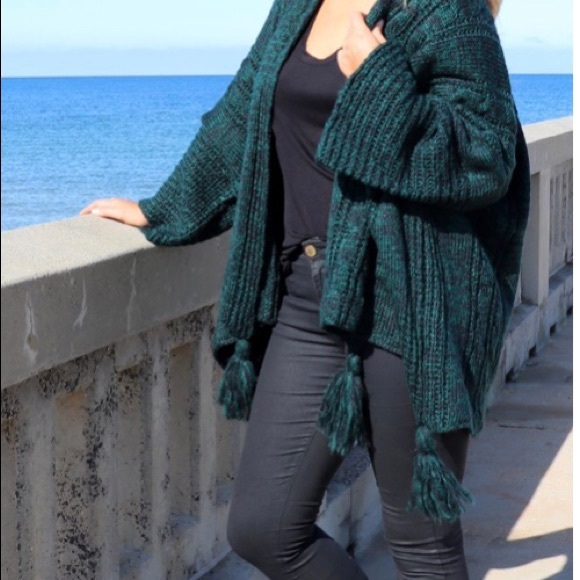 the magic wand | Sweaters | Dk Green No Button Cardigan Sweater With ...